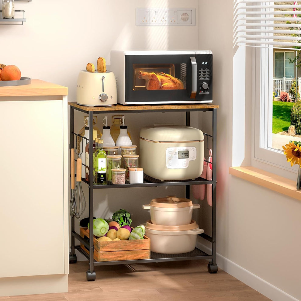 3 Tier Rolling Microwave Cart - Mobile Storage Solution – GearMustHave
