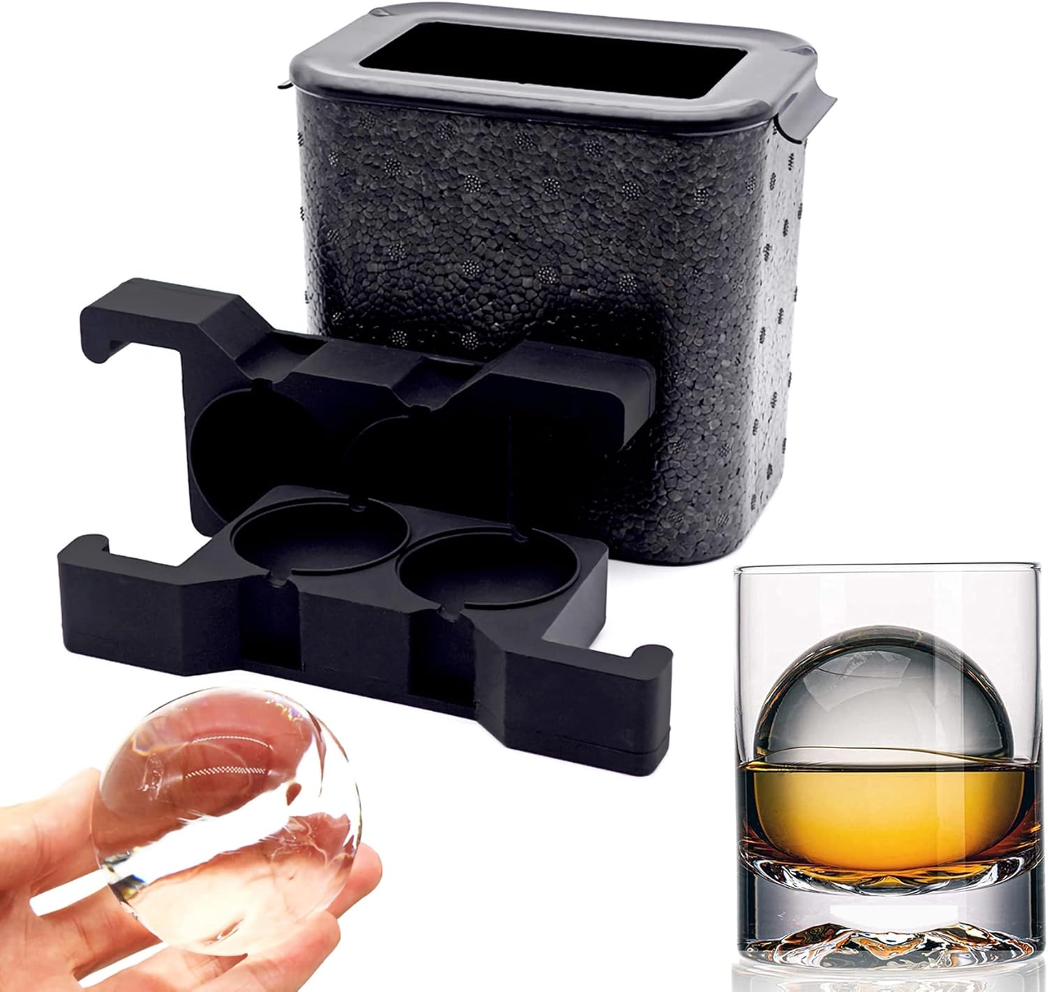 Bangp Crystal Clear Ice Ball Maker - 2 Large 2.4 Spheres for Whiskey ...