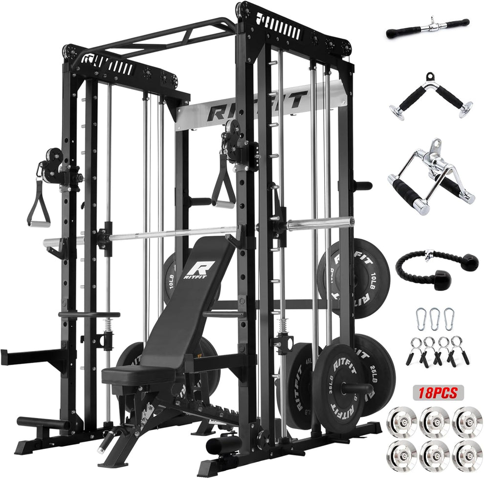 RitFit Smith Machine & Cable Crossover: Ultimate Home Gym Power ...