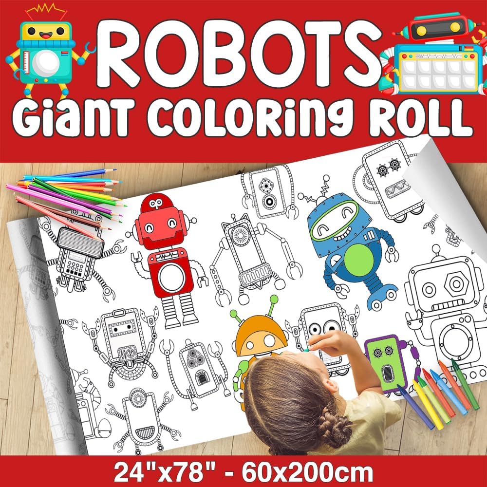 Large DIY Robot Coloring Banner for Kids 24x78 – GearMustHave