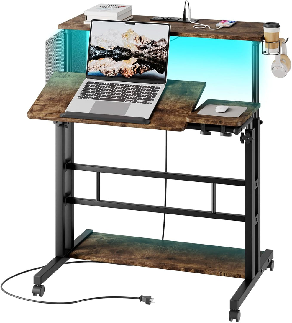Dripex Mobile Standing Desk: Adjustable Height, Rolling, Power Outlets ...