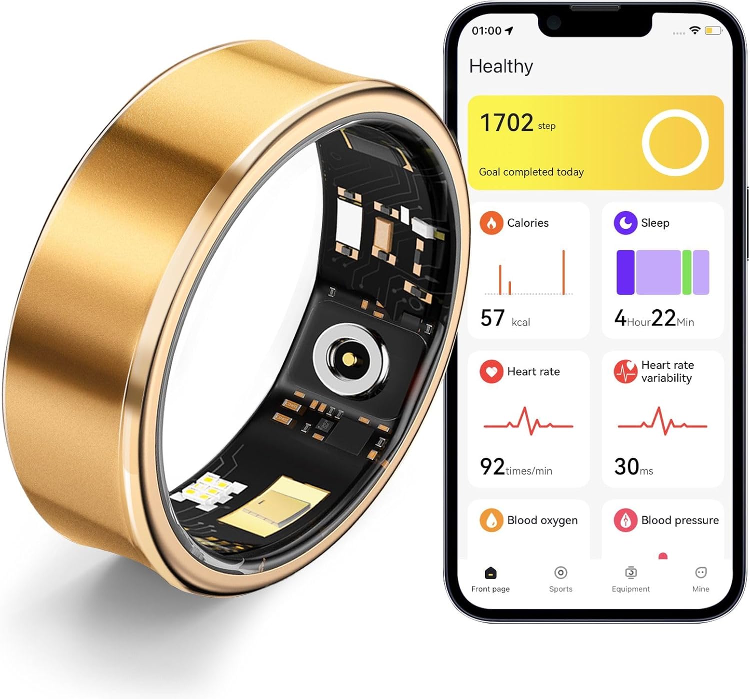 Titanium Smart Ring Fitness Tracker - Menstrual Cycle & Health Monitor ...