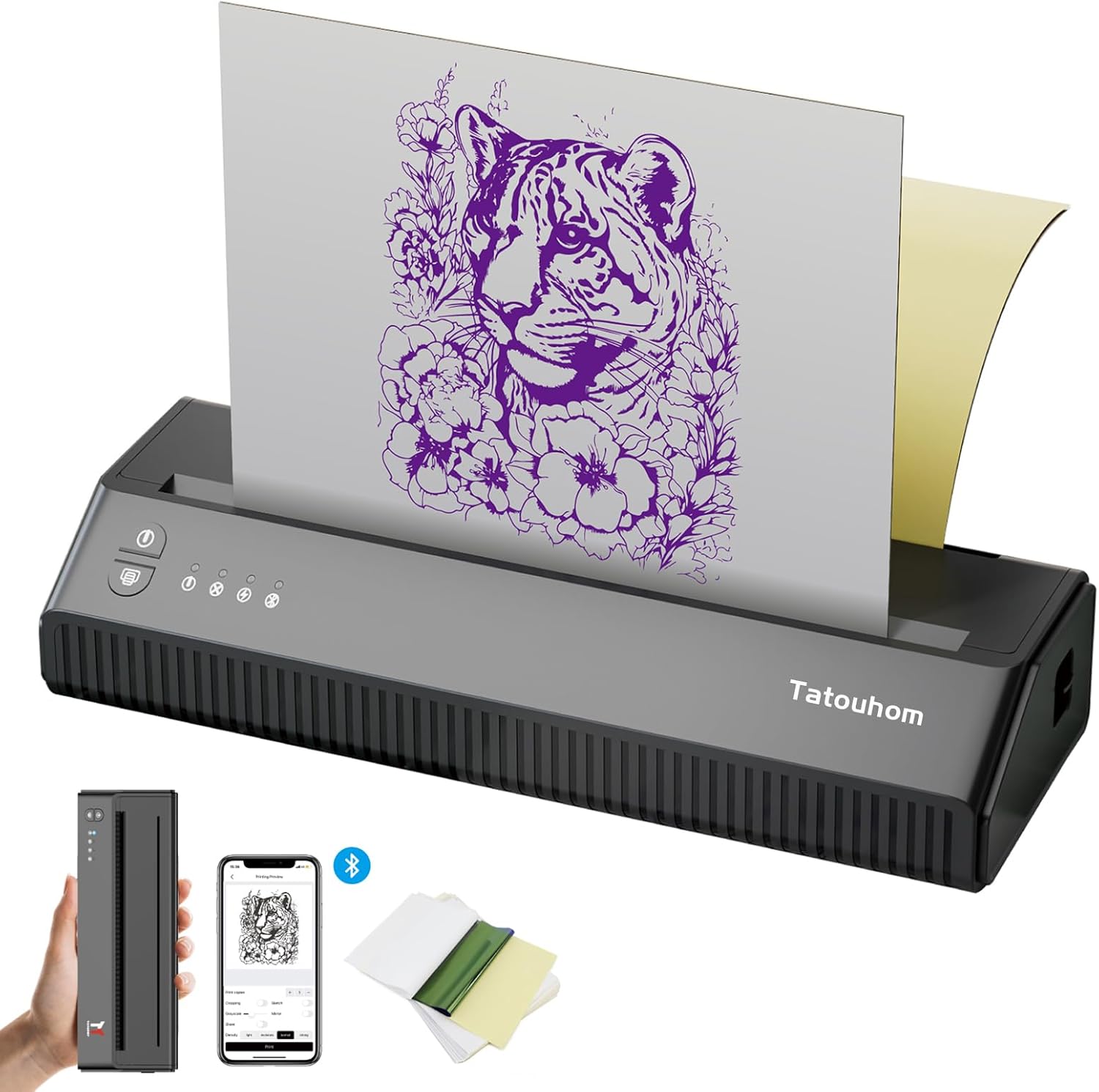 Wireless Tattoo Stencil Printer - Bluetooth, Portable, 10 Transfer Pap ...