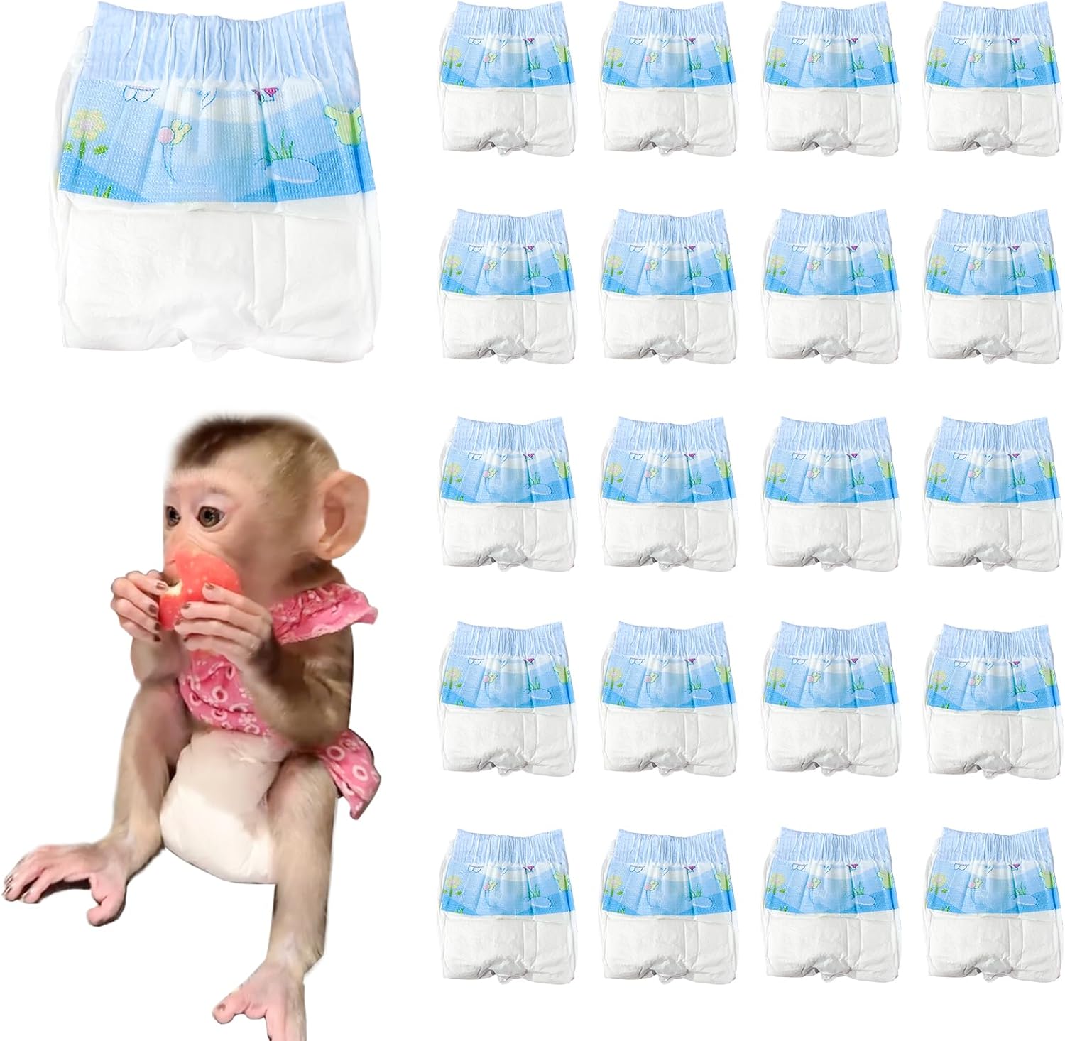 Ultra Absorbent Monkey Diapers - Leak-Proof & Adjustable | 20PCS ...