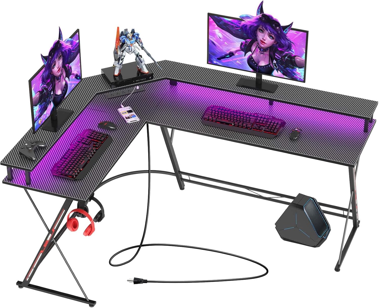 Ultimate Gaming Command Center with LED Lights & Power Outlets ...