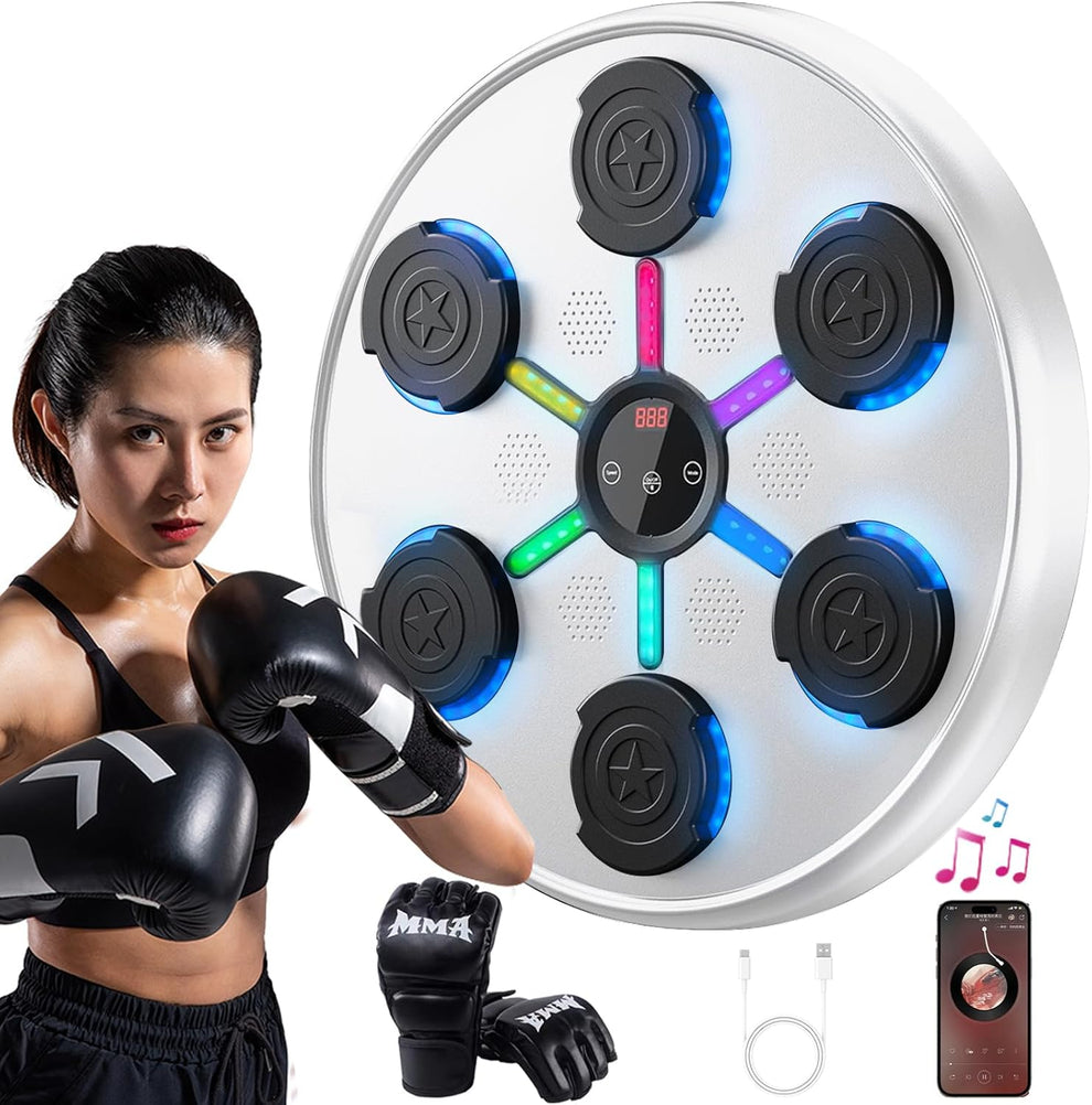 Wall-Mounted Music Boxing Trainer - 9 Modes, Smart Display, LED Lights ...