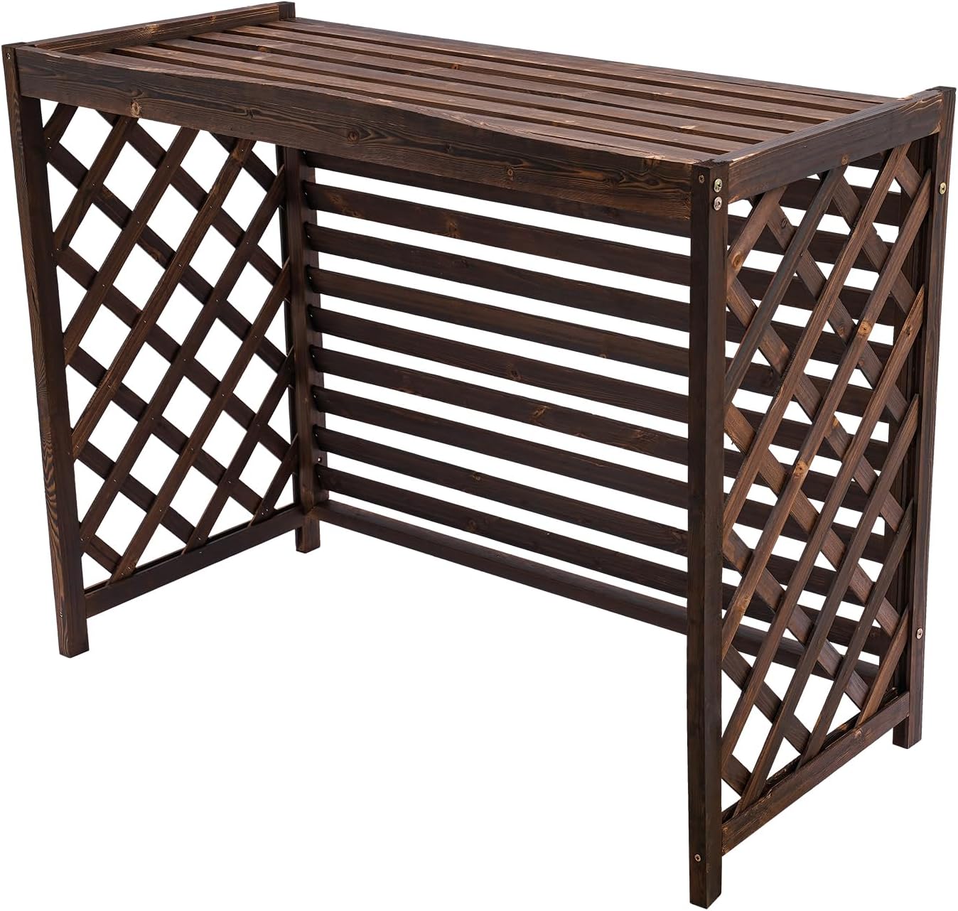 Carbonized Wood AC Privacy Screen - Outdoor Air Conditioner Hideaway ...