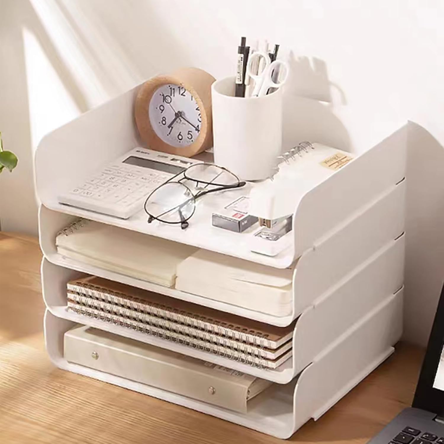 Stackable 4 Tier Paper Organizer Set - Declutter Your Desk! – GearMustHave