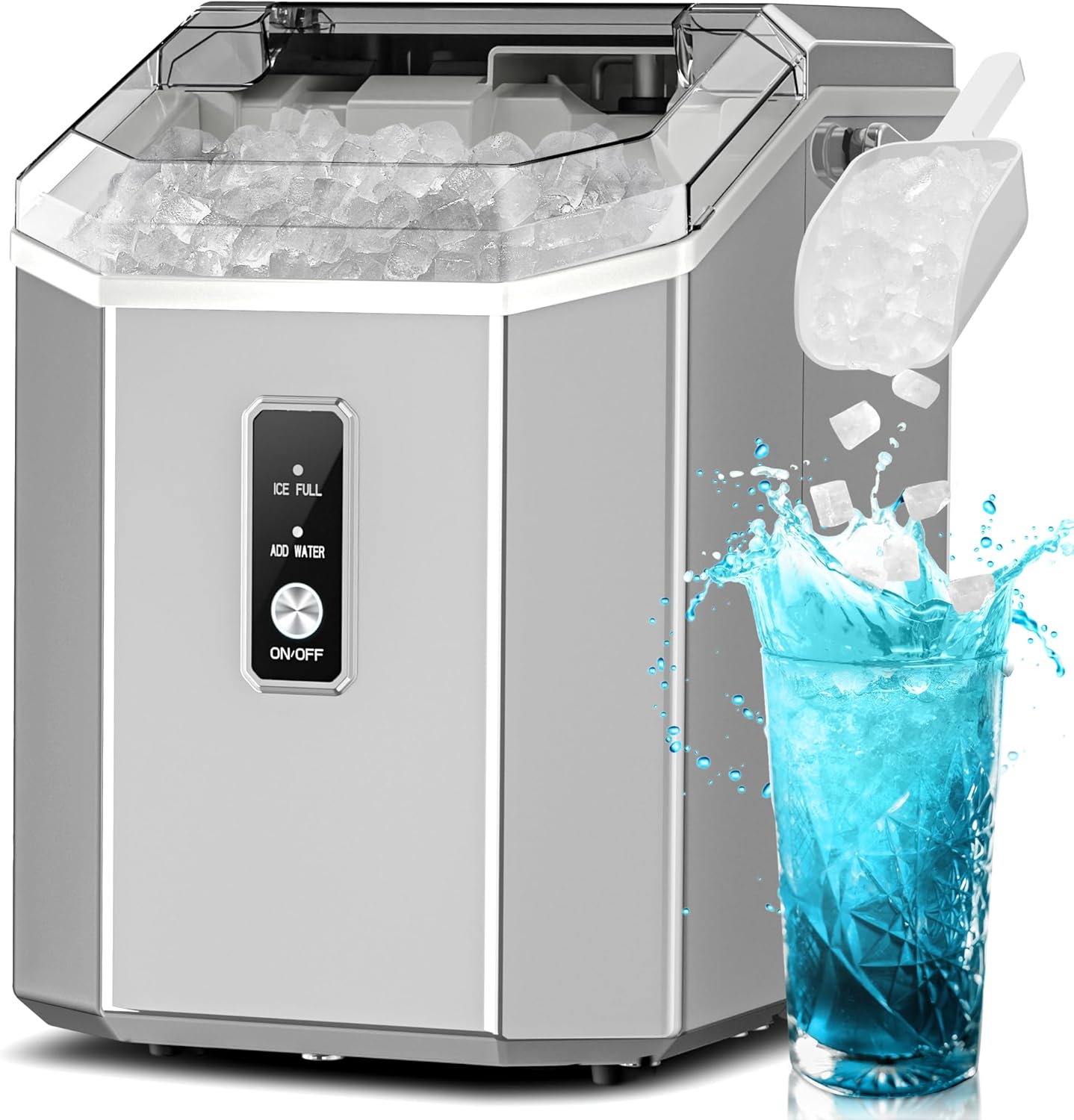 Pebble Ice Maker: 34lbs/24H Fast Production, Portable & Easy Operation ...