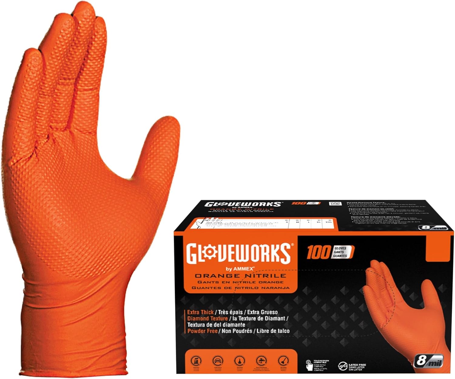 8 mil Raised Diamond Texture Nitrile Gloves – GearMustHave