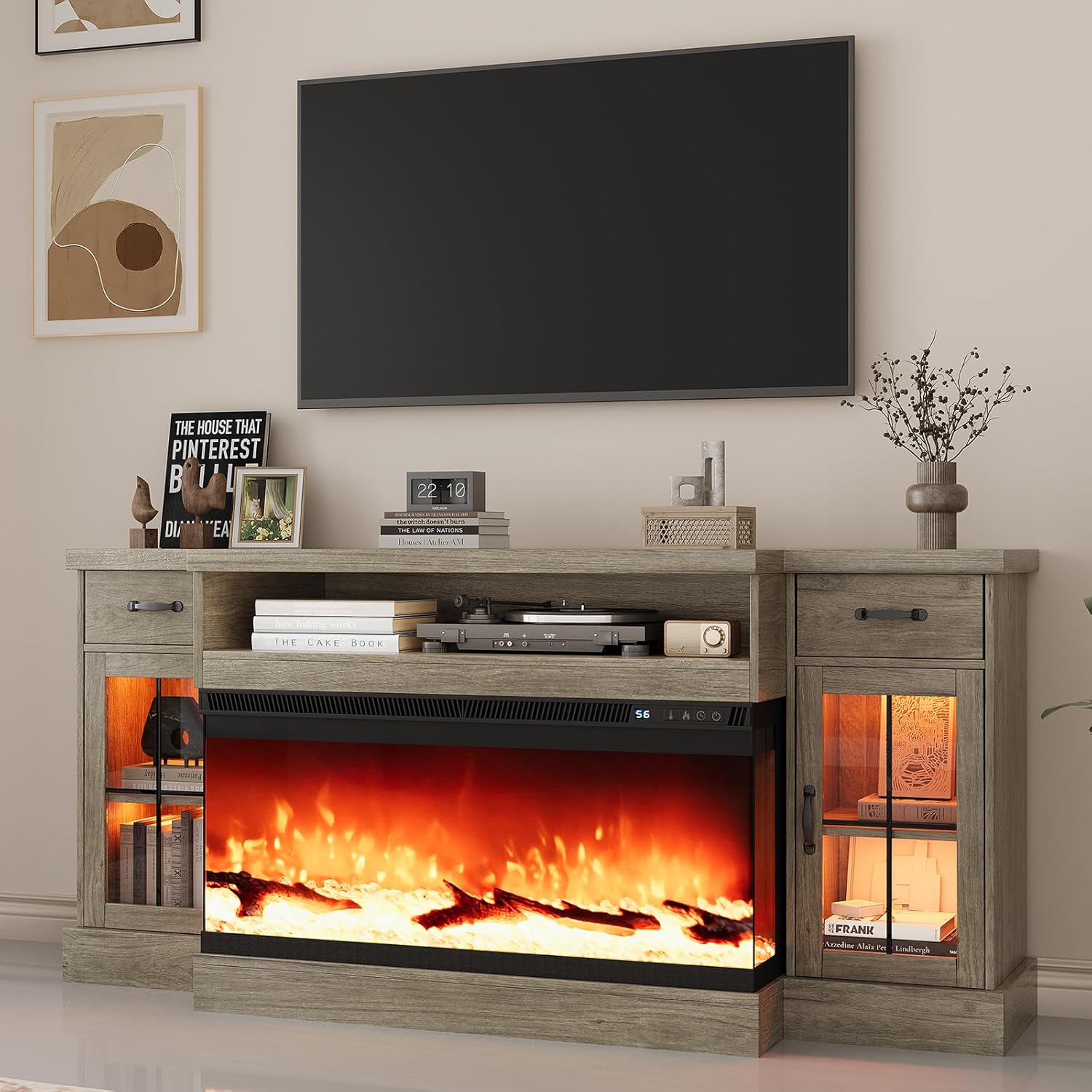 Spacious Storage & Cozy Fire: 4 EVER WINNER Fireplace TV Stand ...