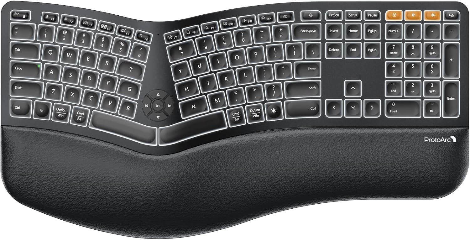 ProtoArc Backlit Ergonomic Keyboard - Ultimate Comfort – GearMustHave