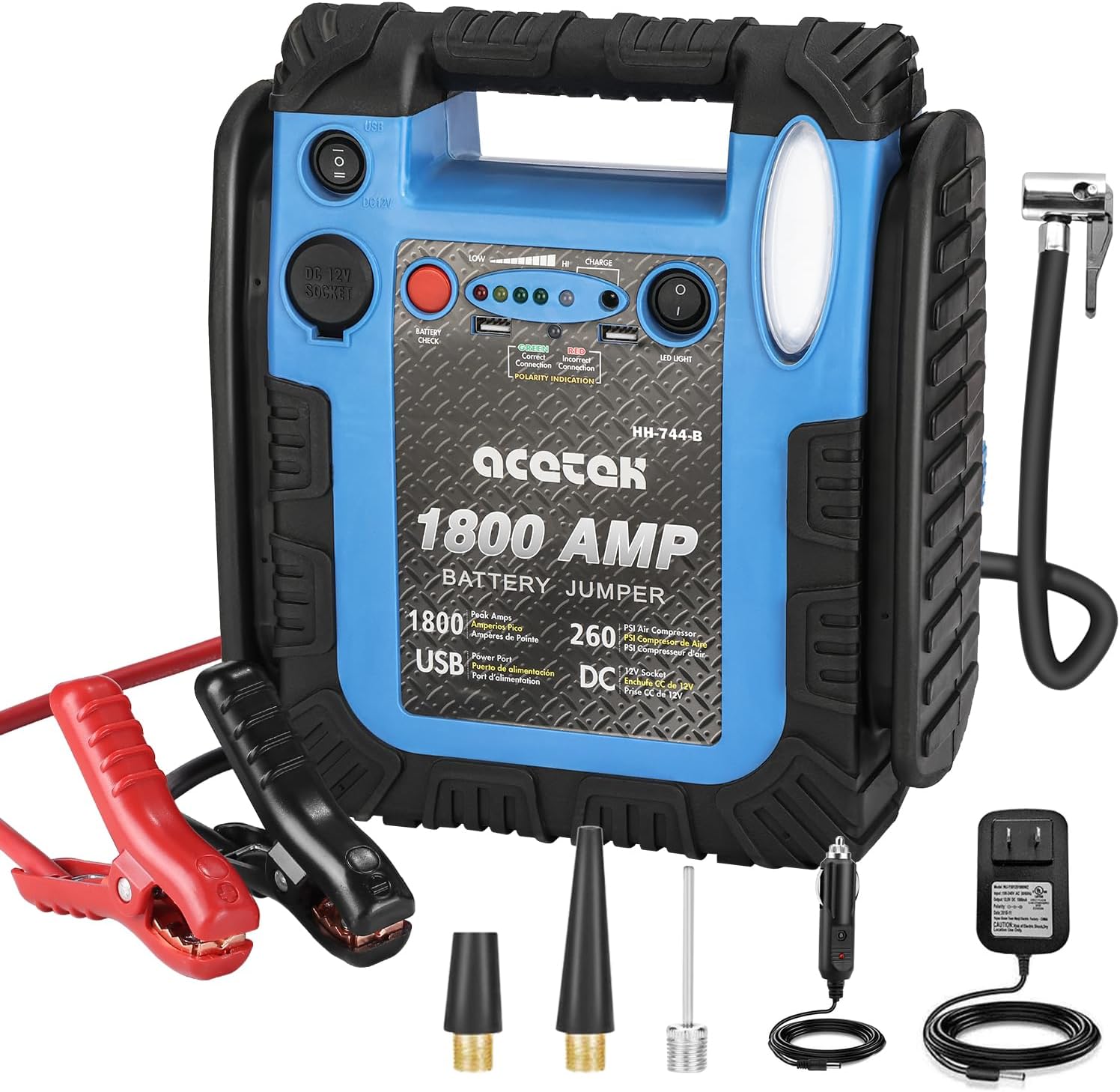 Powerful 1800A Jump Starter & Compressor by acetek – GearMustHave