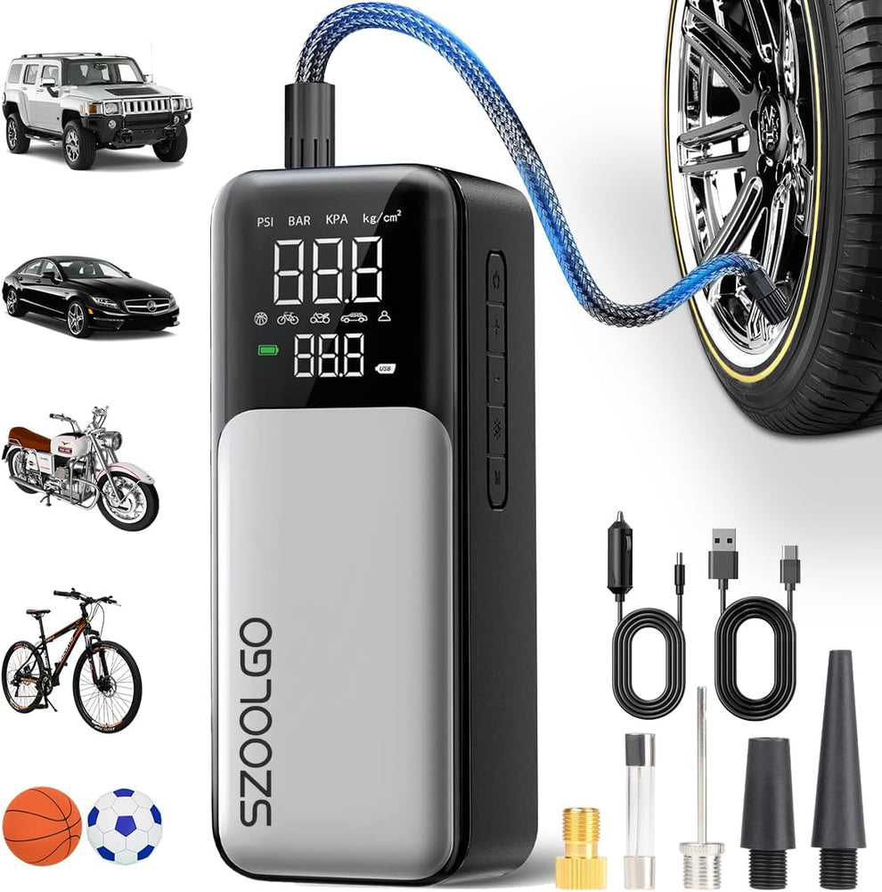 Portable 150Psi Cordless Tire Inflator - Fast Inflation & LED Light ...