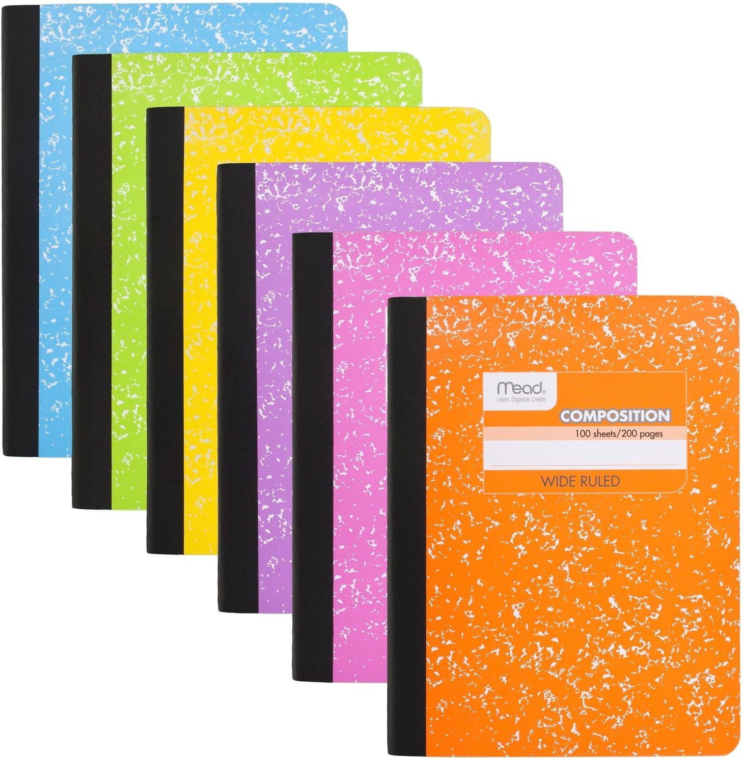 Mead Composition Notebooks 6 Pack, Wide Ruled, Assorted Colors - Organ ...