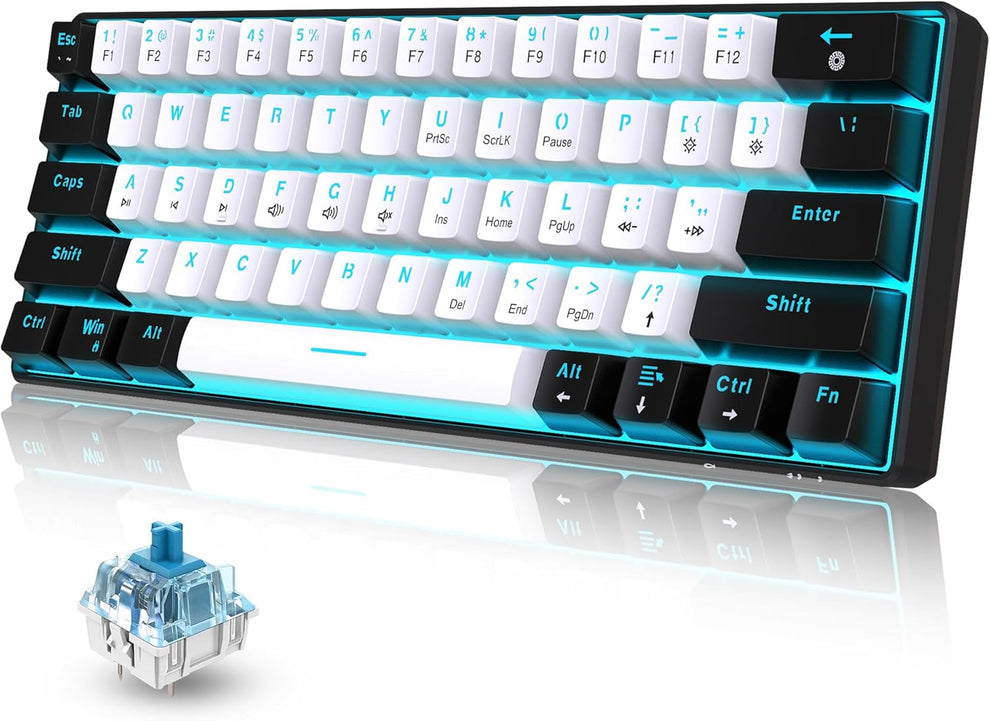 60% Ice Blue LED Gaming Keyboard - Fast Typing! – GearMustHave