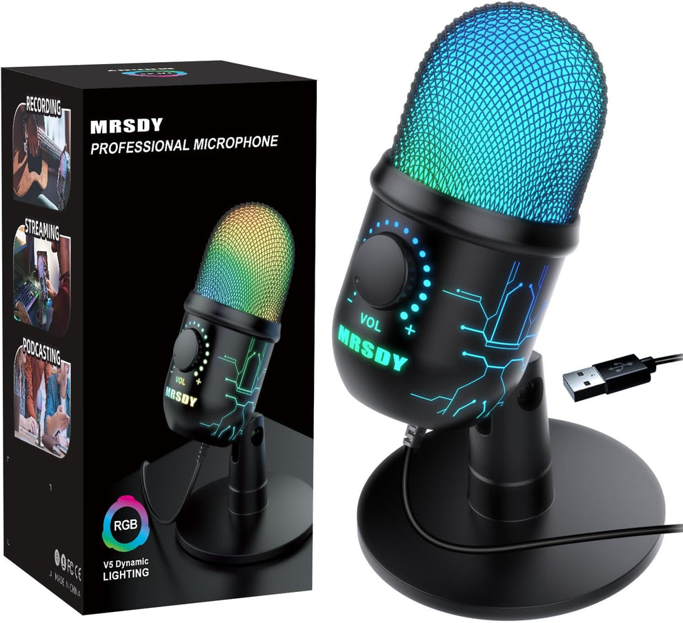 USB Gaming Mic with LED Light & Noise Cancellation – GearMustHave