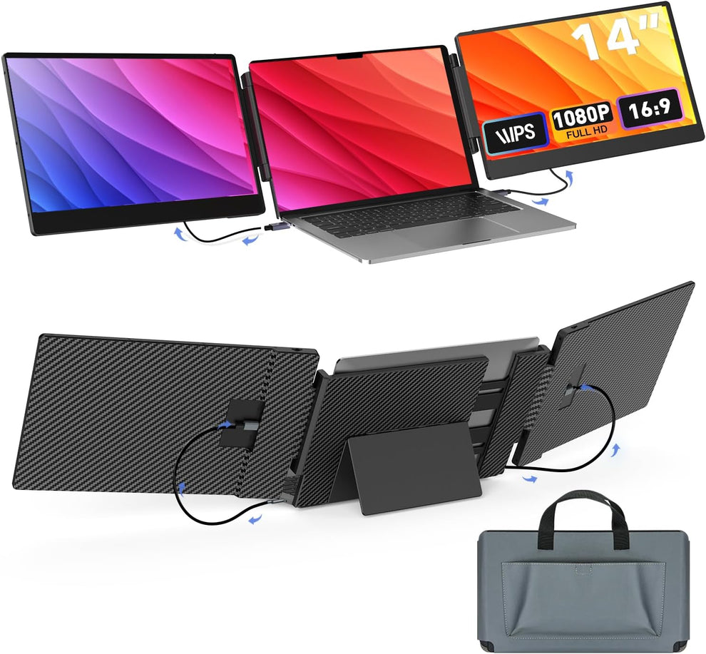 Triple Screen Laptop Extender, FHD 1080P, Plug & Play, Updated Stand ...