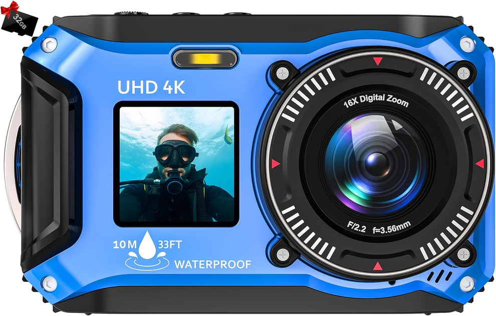 4K Underwater Snorkeling Camera - Autofocus Dual Screen Compact ...