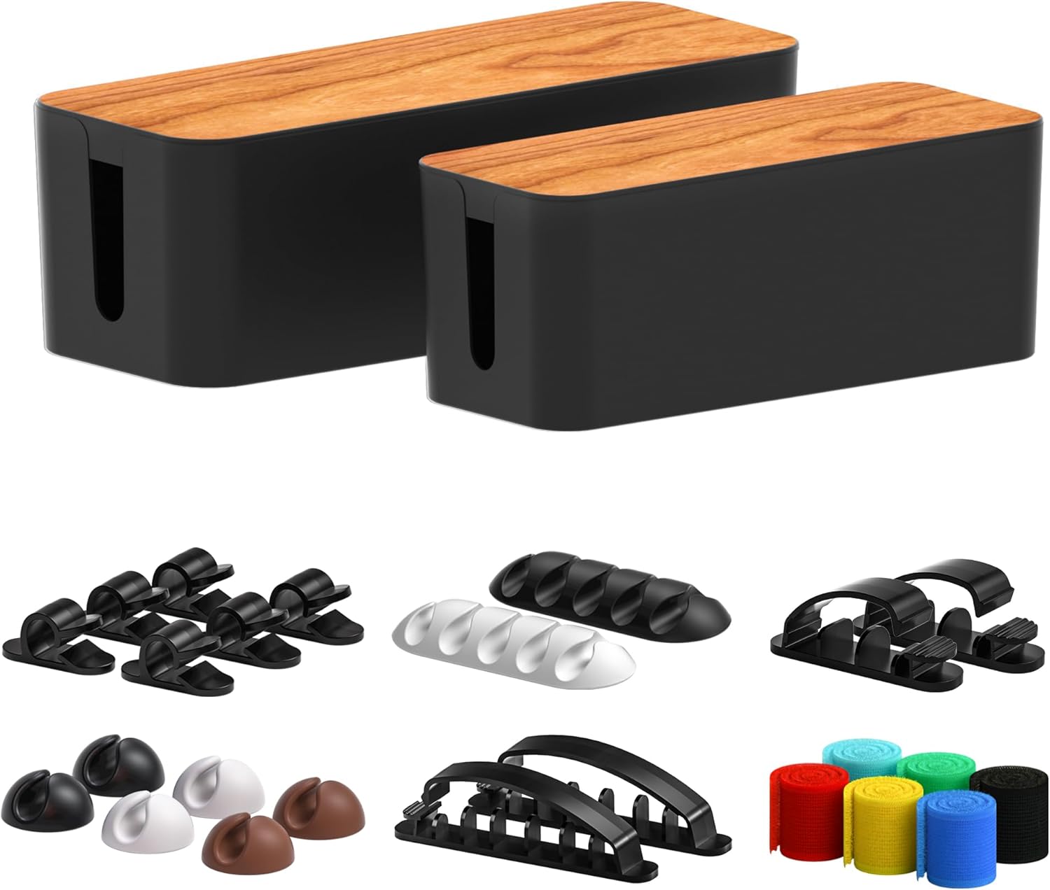 Cable Garden - 2 Pack Wooden Style Cable Management Box – GearMustHave