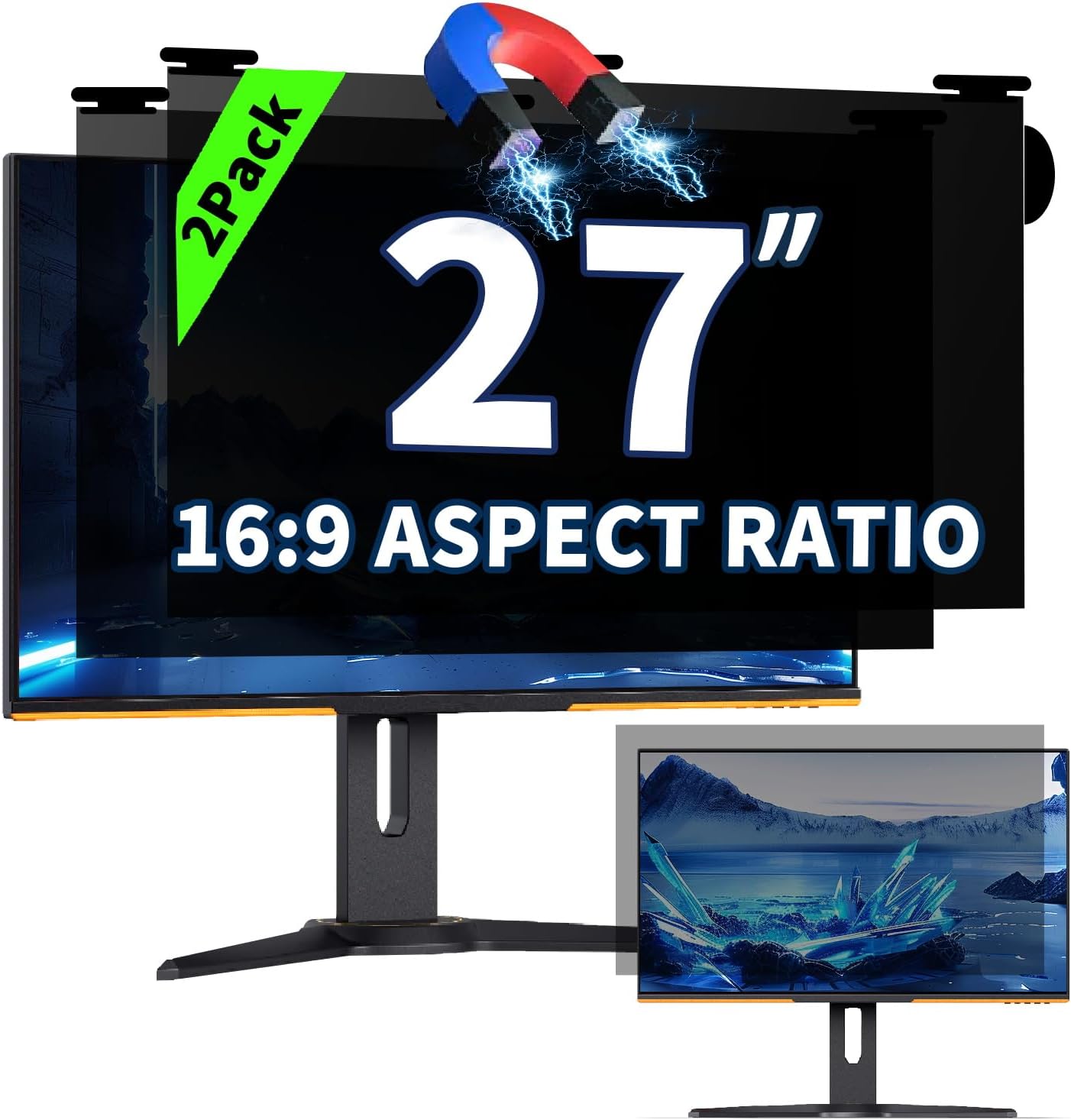 Protective 27 Magnetic Privacy Screens x2 - Glare & Blue Light Shield ...