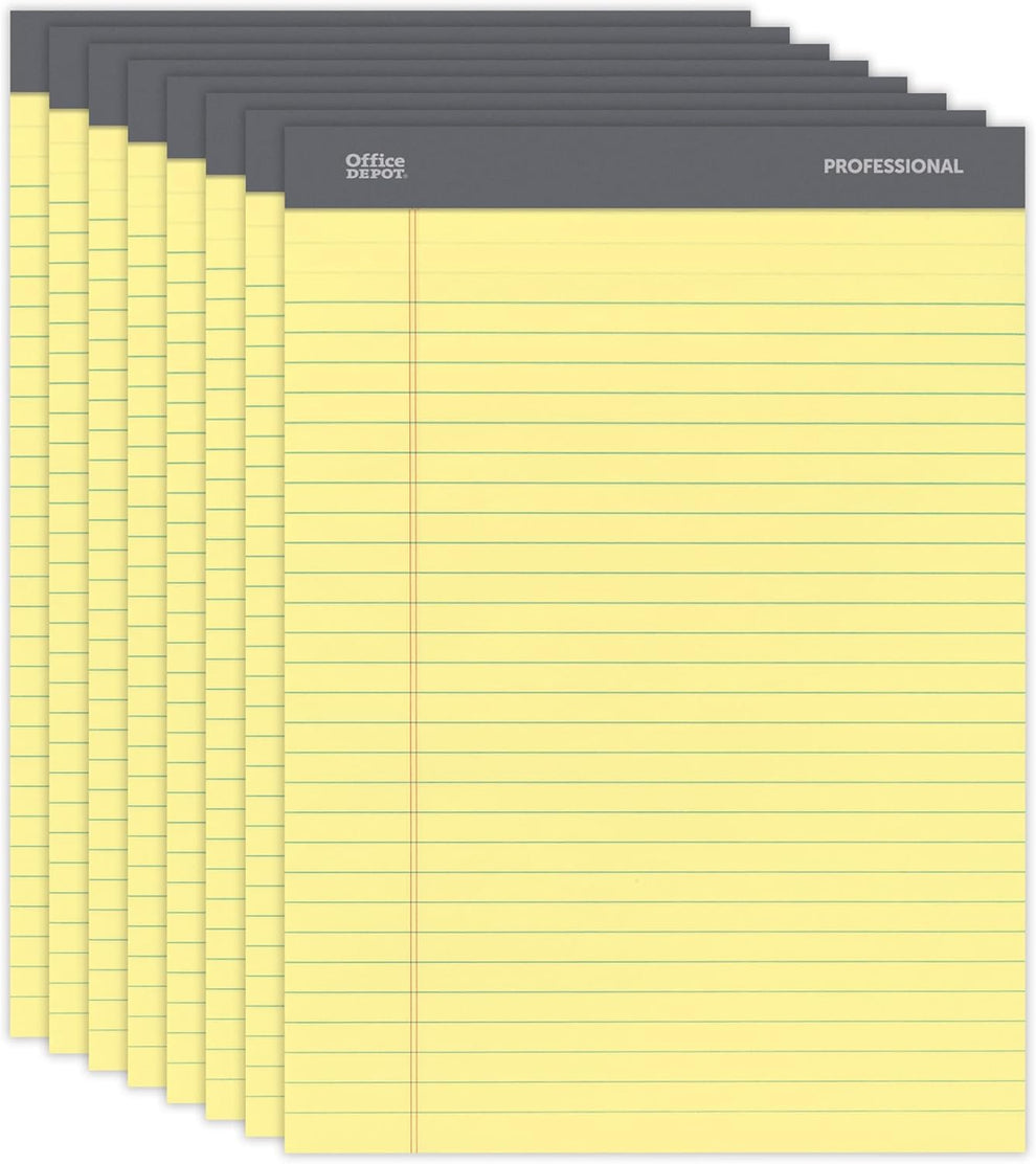 Office Depot Legal Pad Bundle: 8 Pads, Canary, 50 Sheets Each ...
