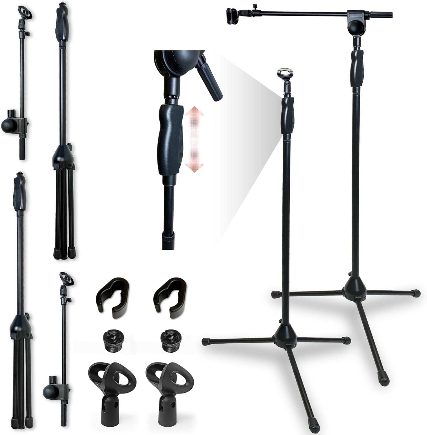 Telescopic Boom Mic Stand 2-Pack - Quick Height Adjustment – GearMustHave