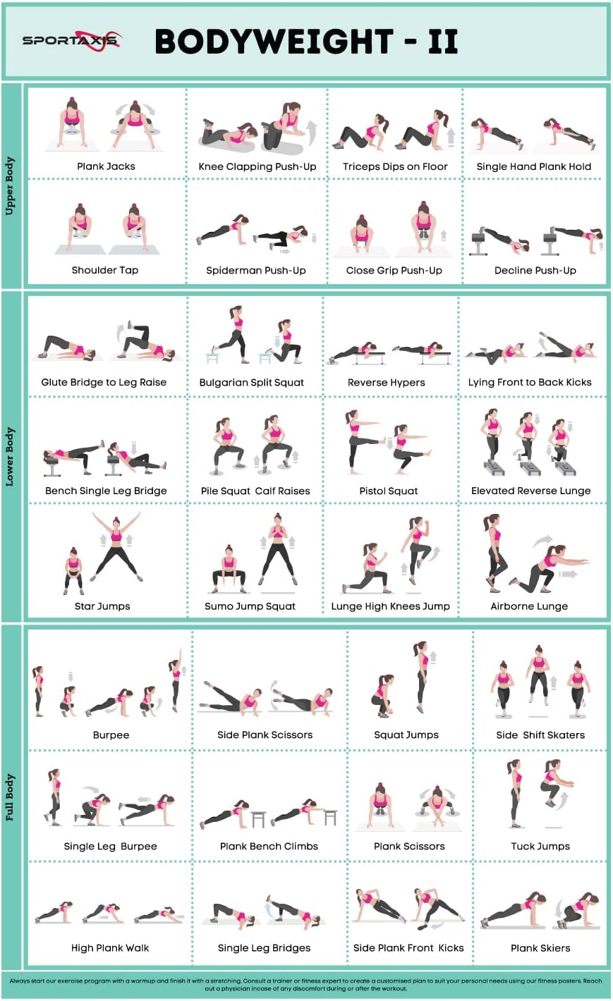 32 Bodyweight Poses Workout Poster - No-Equipment Needed! – GearMustHave