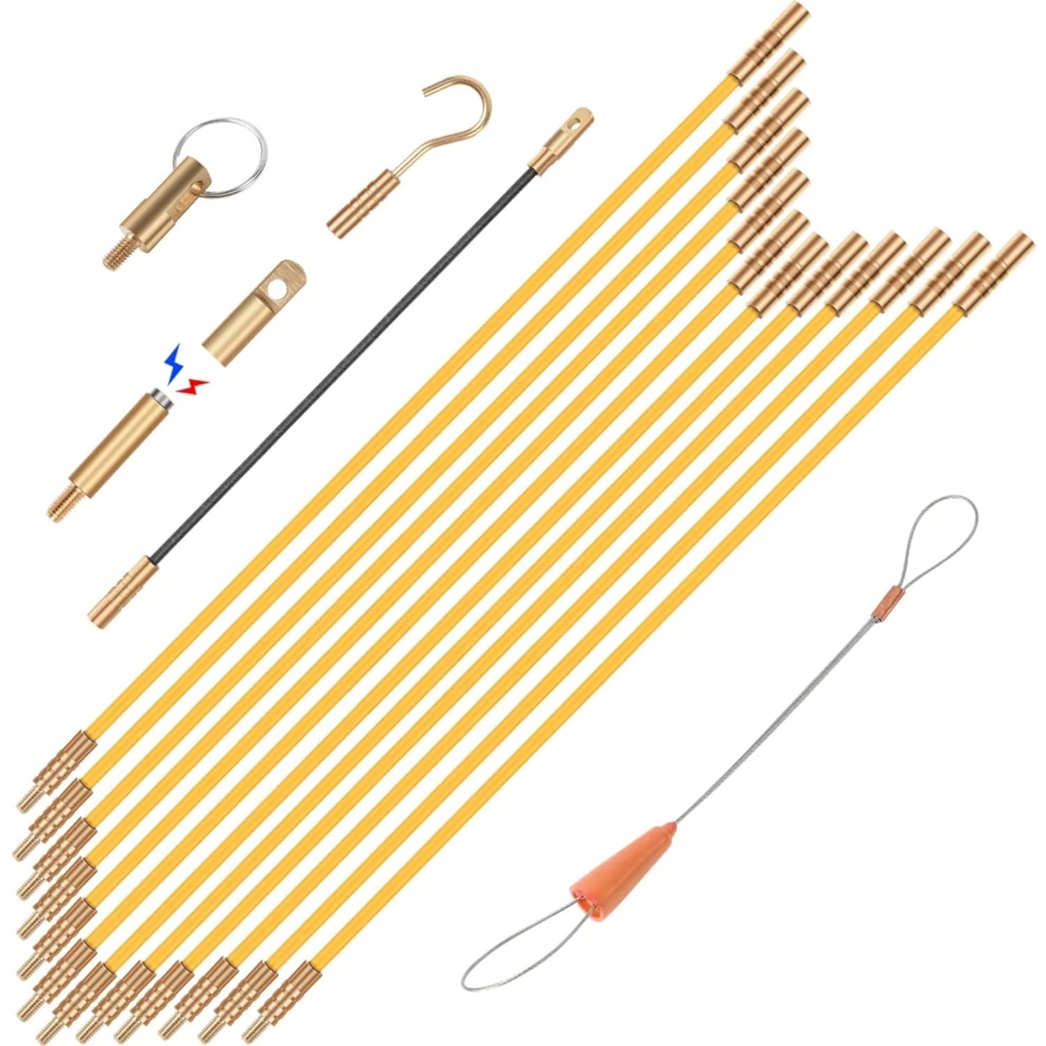 16.8FT Glow Rods Wire Pulling Kit with 6 Attachments by GURADESIGN ...