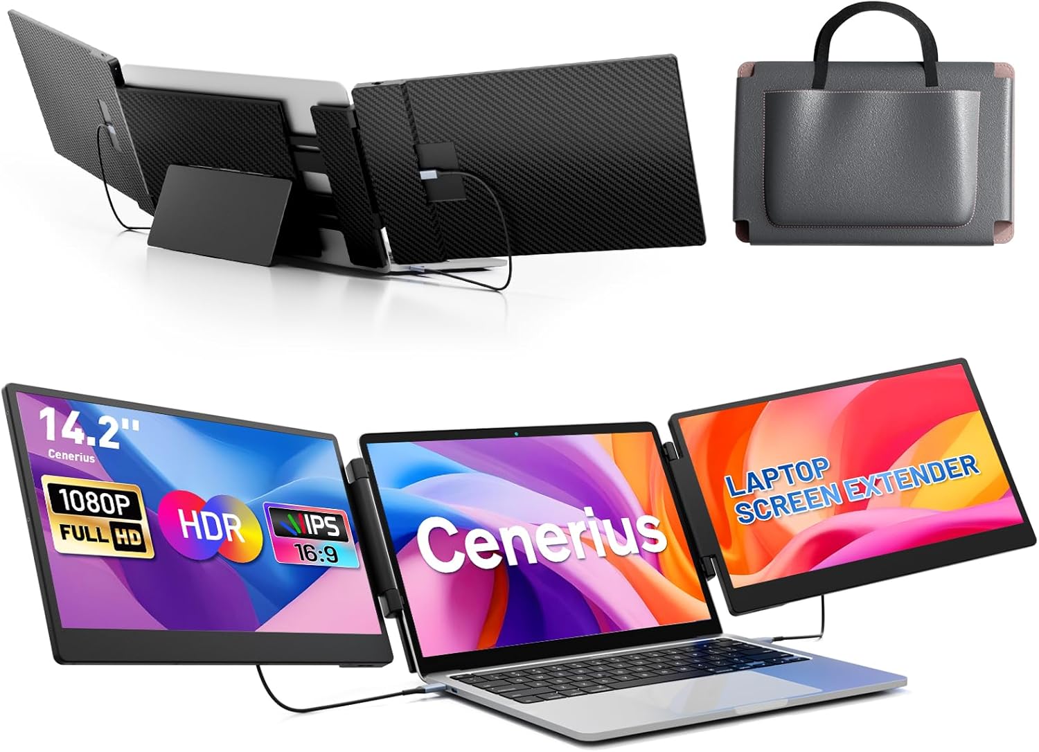 Cenerius 14.2 FHD Portable Triple Screen Monitor – GearMustHave