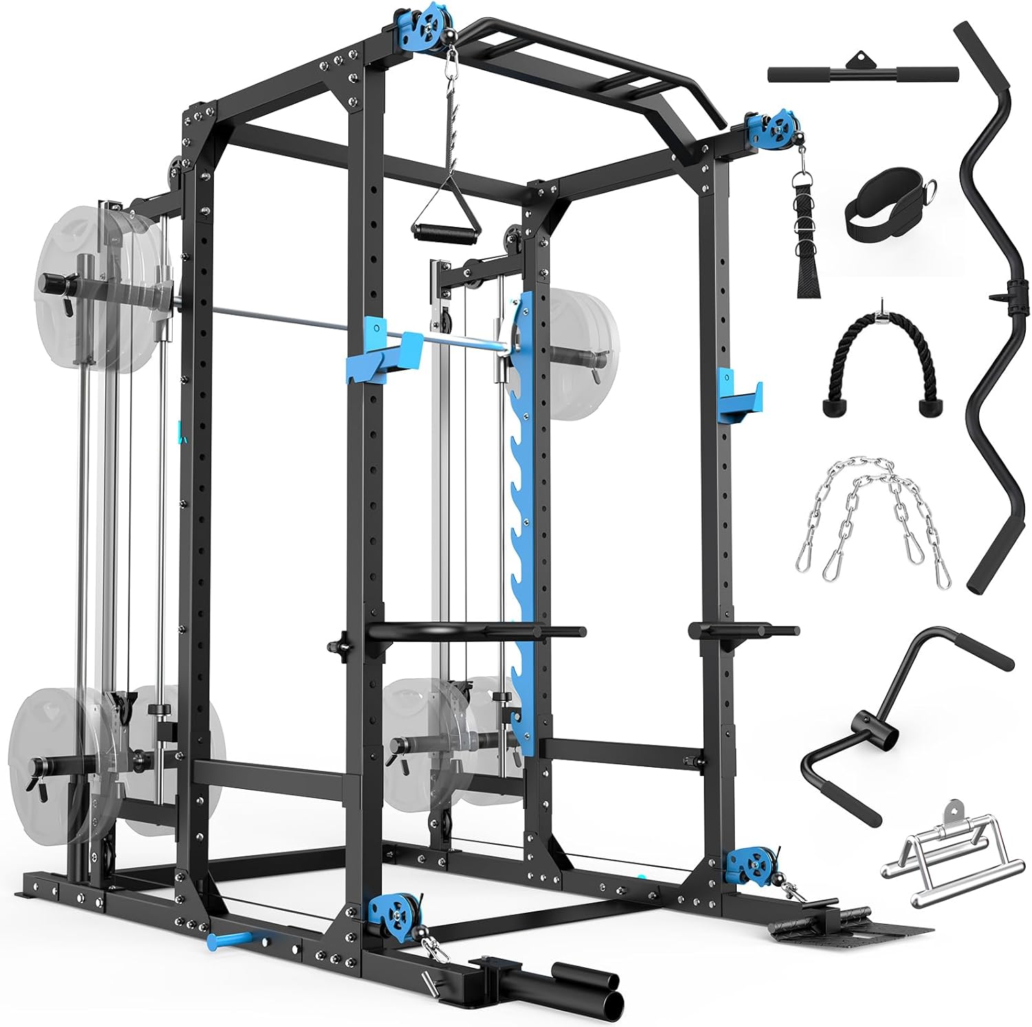 Ultimate Home Gym System: Power Cage with Cable Crossover & Smith Mach ...