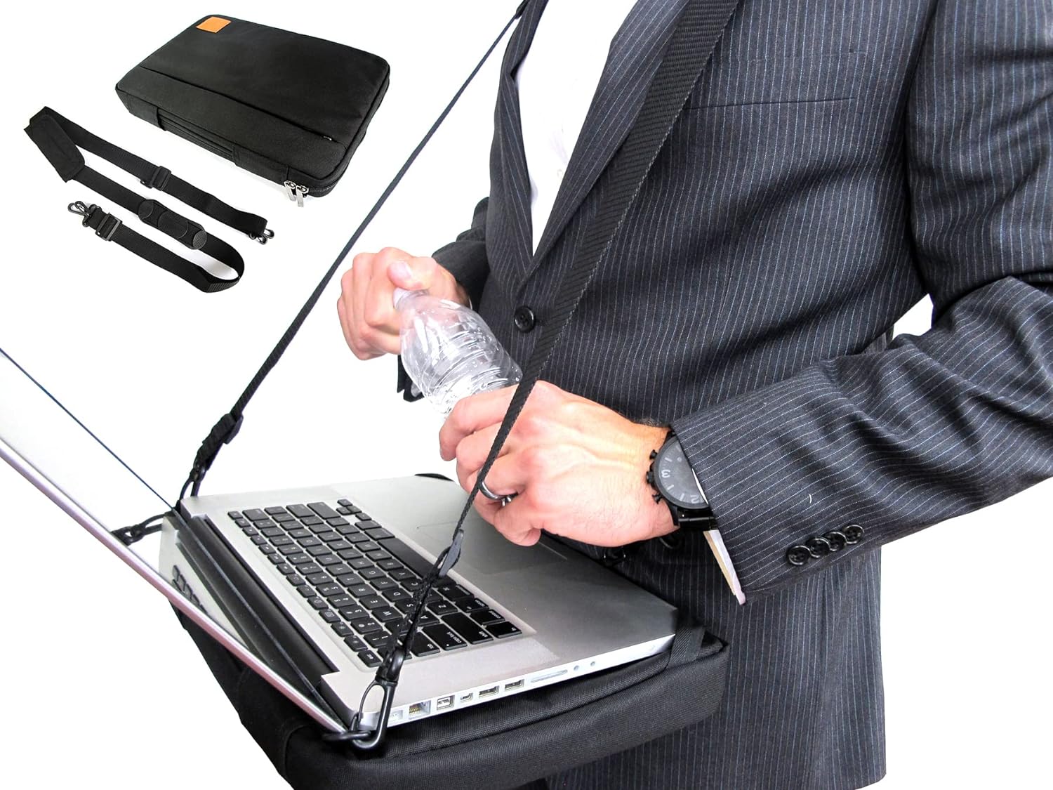HABz Laptop Harness & Sleeve Bag | Hands-Free Wearable Desk for 18 Lap ...