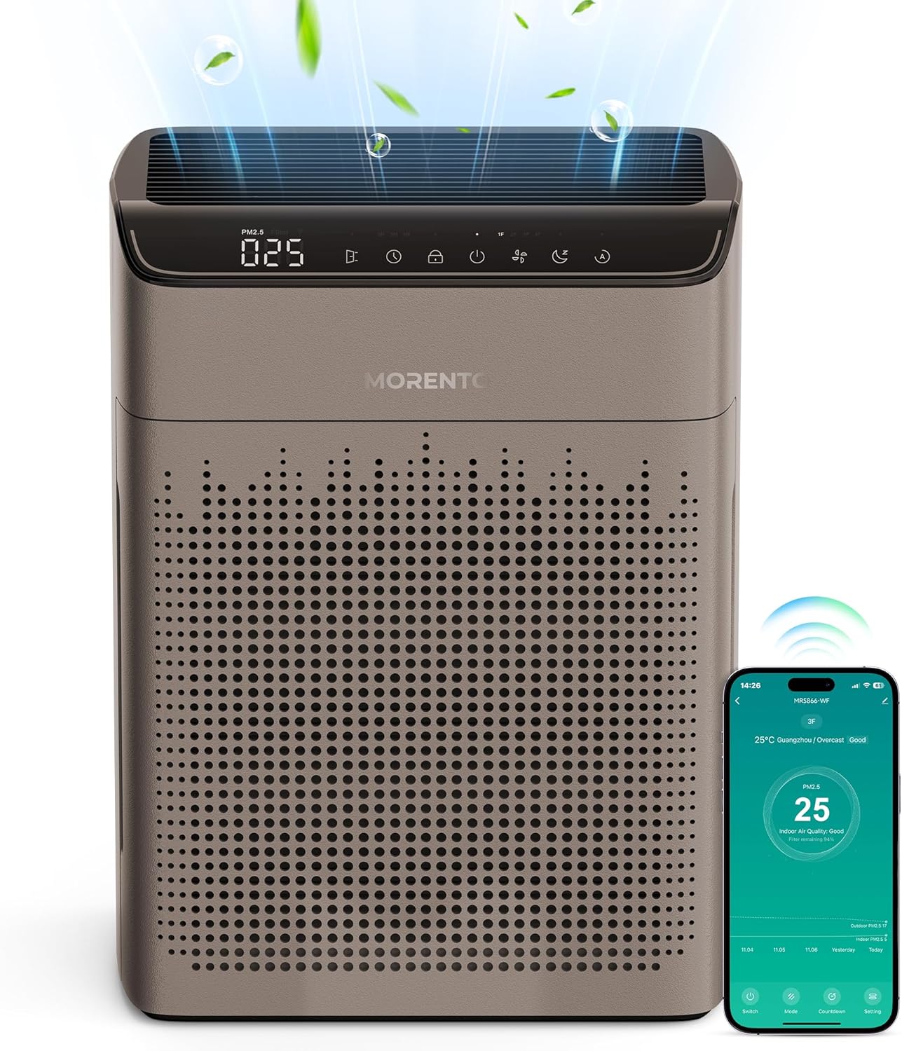 MORENTO Smart Air Purifier: Alexa Compatible & HEPA Filter for Large R ...