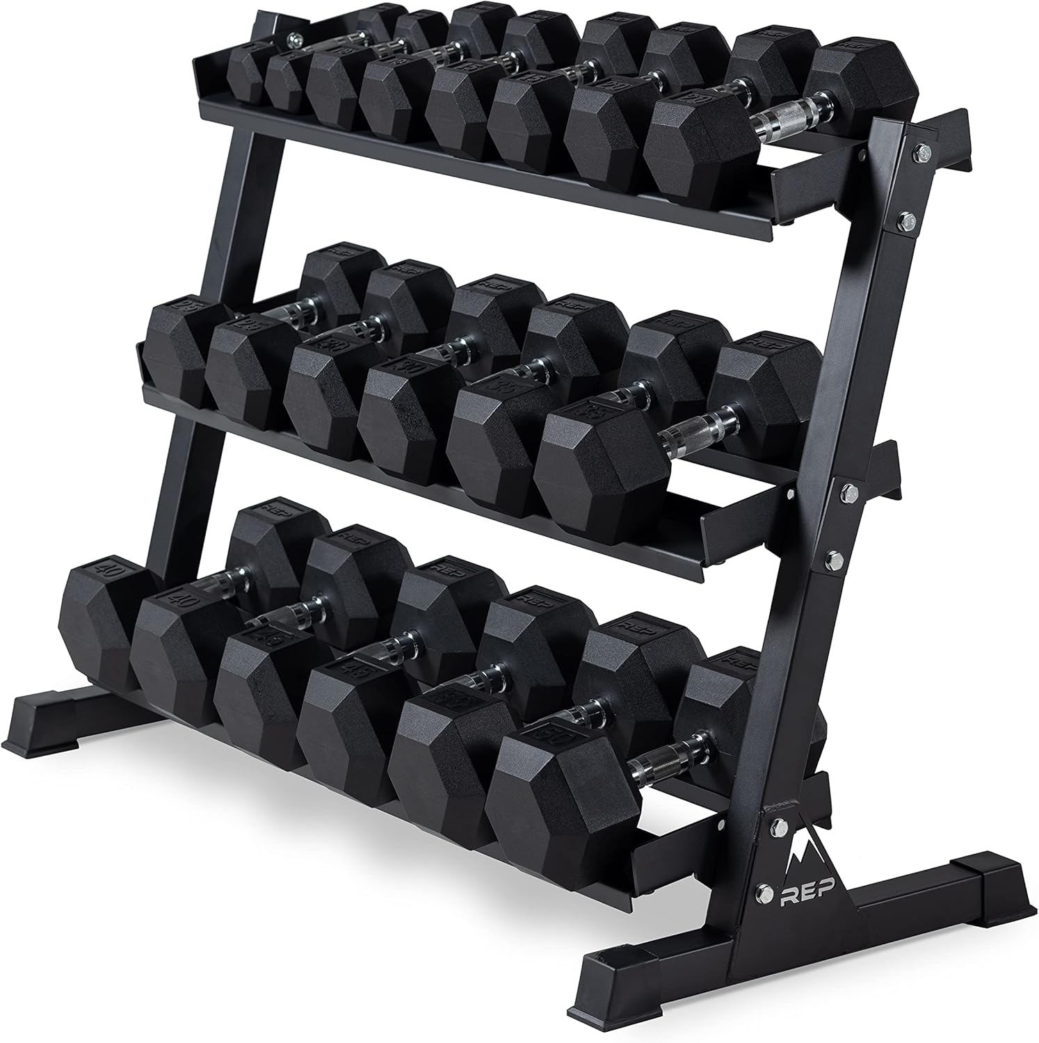 REP Ergo Dumbbell Set: 5-50 lbs | Matte Black Rack – GearMustHave