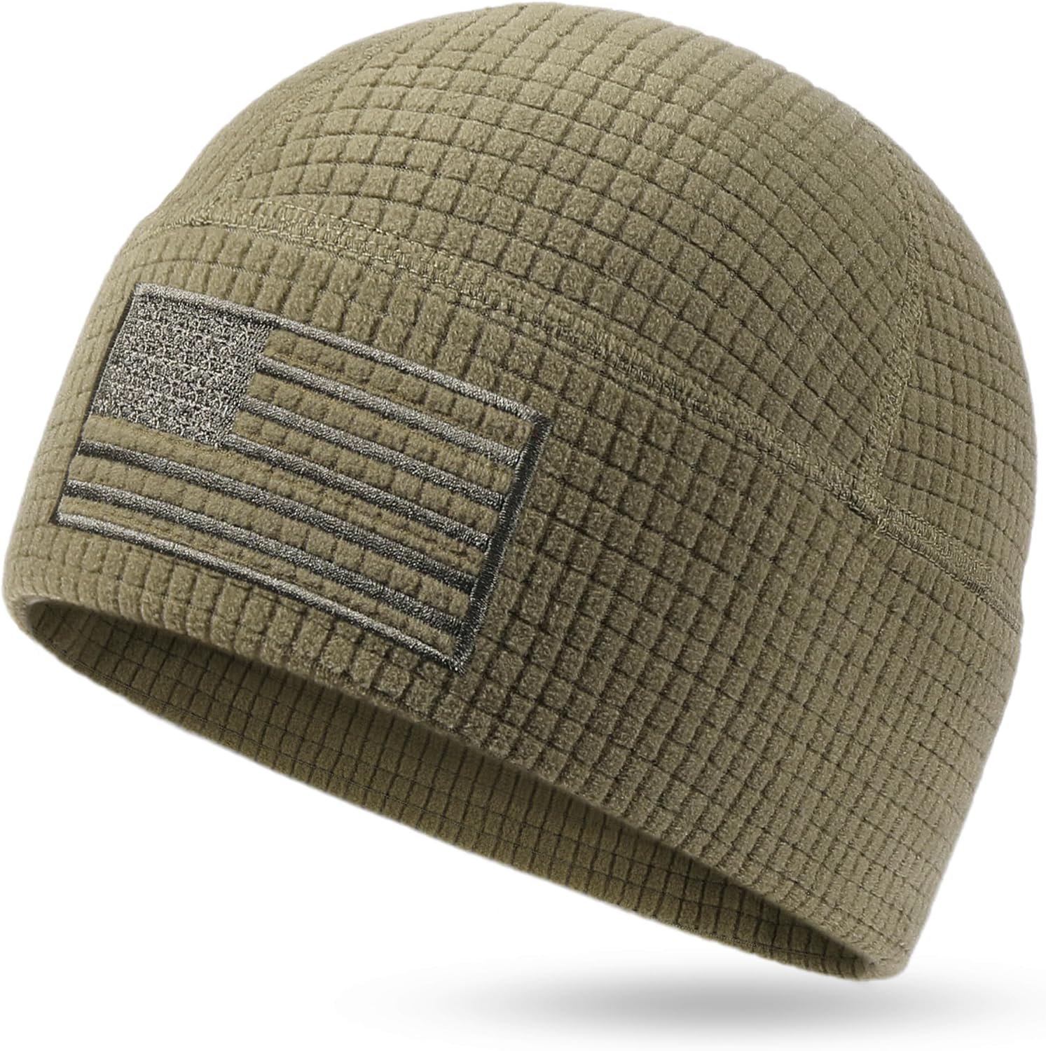 American Flag Grid Fleece Beanie: Tactical Style – GearMustHave