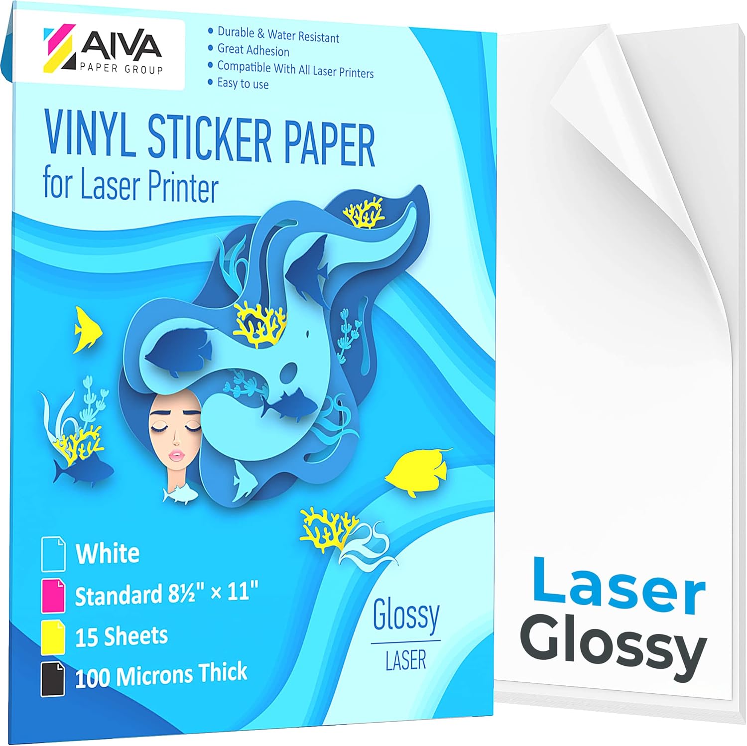 Waterproof Glossy White Vinyl Sticker Paper - 15 Sheets - Self-Adhesiv ...