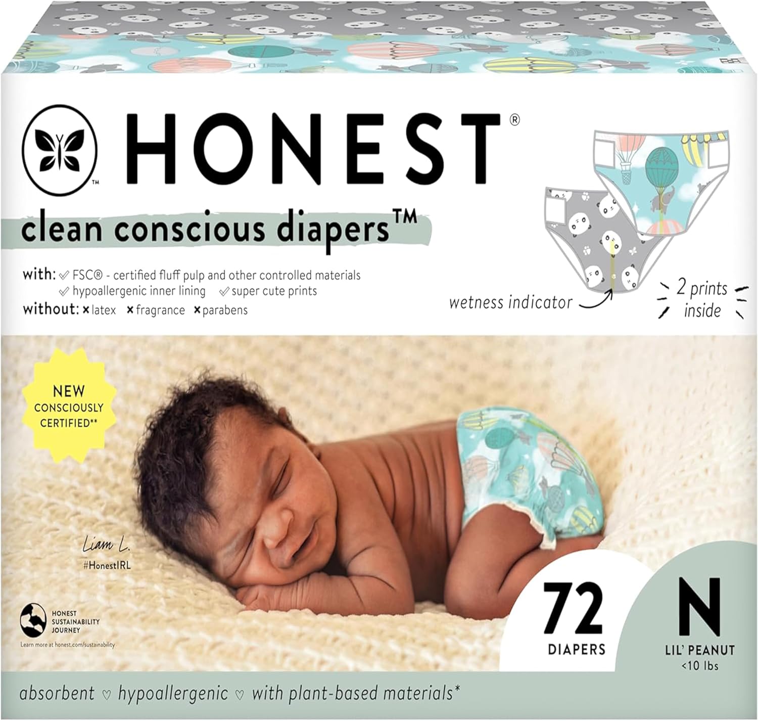 Honest Co. Plant-Based Newborn Diapers | Above It All + Pandas | 72ct ...