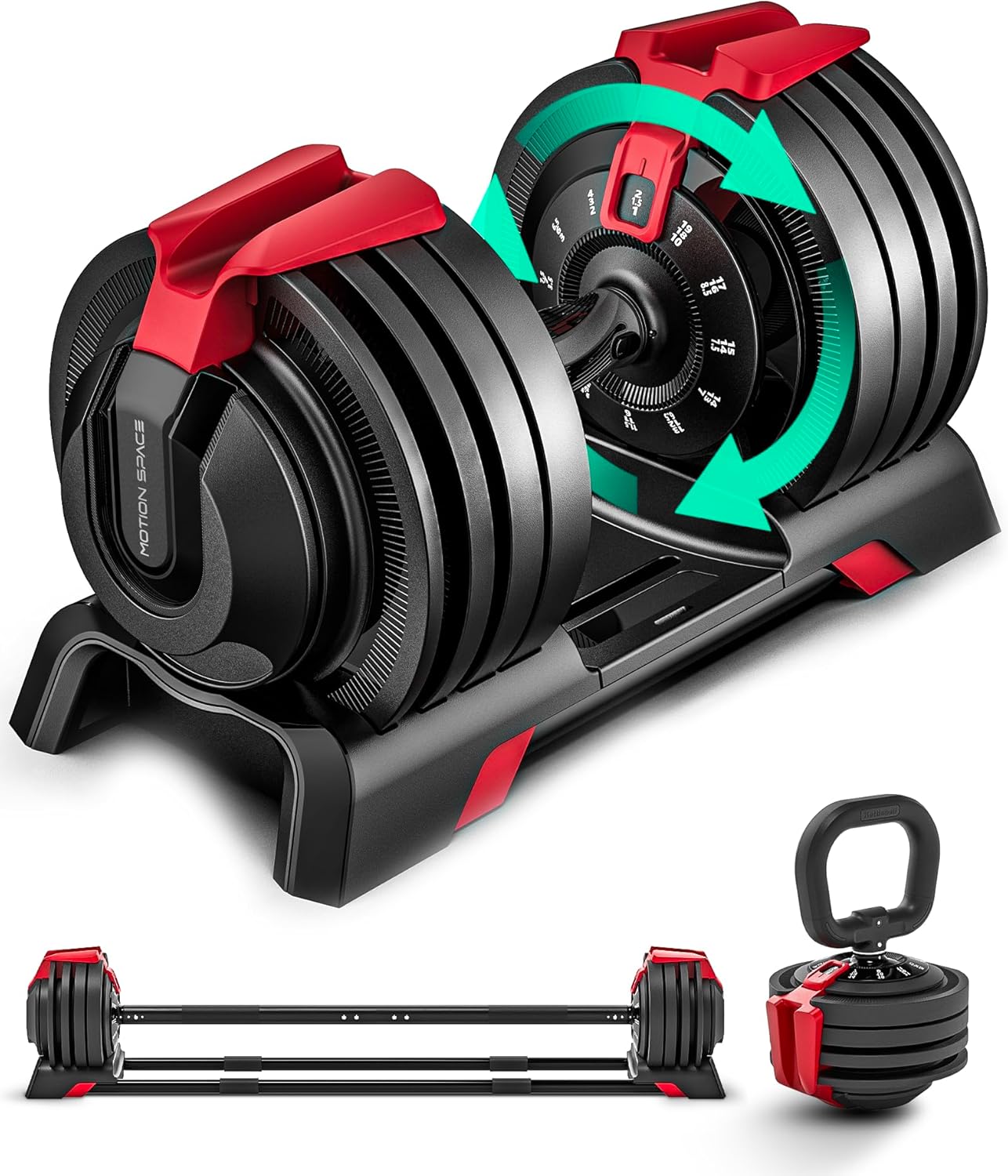 52.5/54LBS Adjustable Dumbbell: 1-Sec Switch, Premium Comfort, Full Bo ...