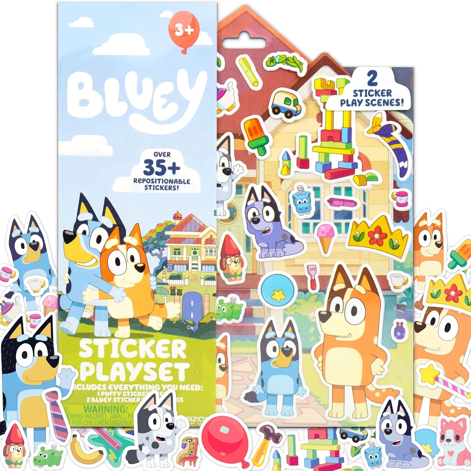 Bluey Sticker Playset - 35+ Reusable Puffy Stickers for Screen-Free Fu ...