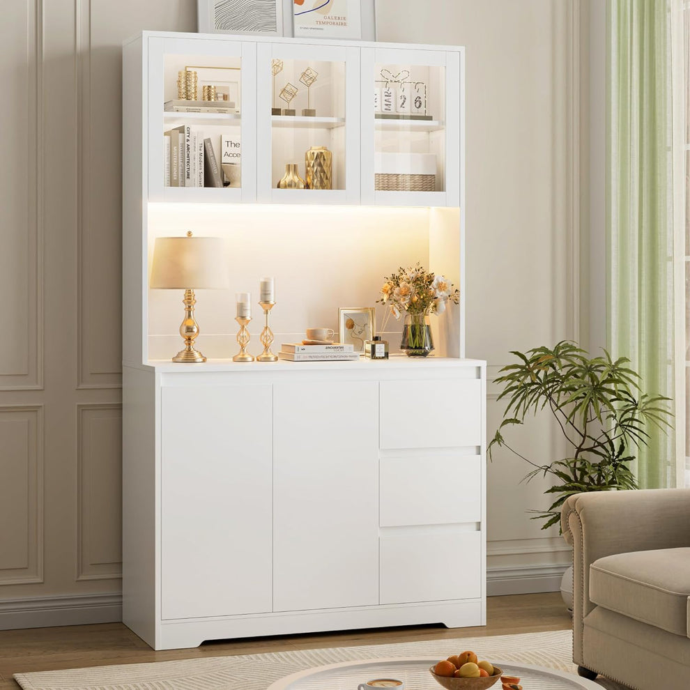 Modern Kitchen Hutch with LED Lights – GearMustHave