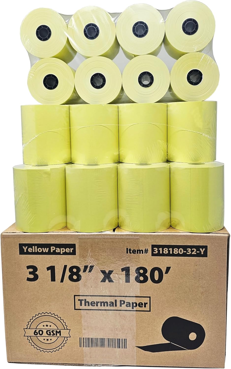 Vivid Yellow Thermal Receipt Rolls, 60 GSM - Clover Compatible ...