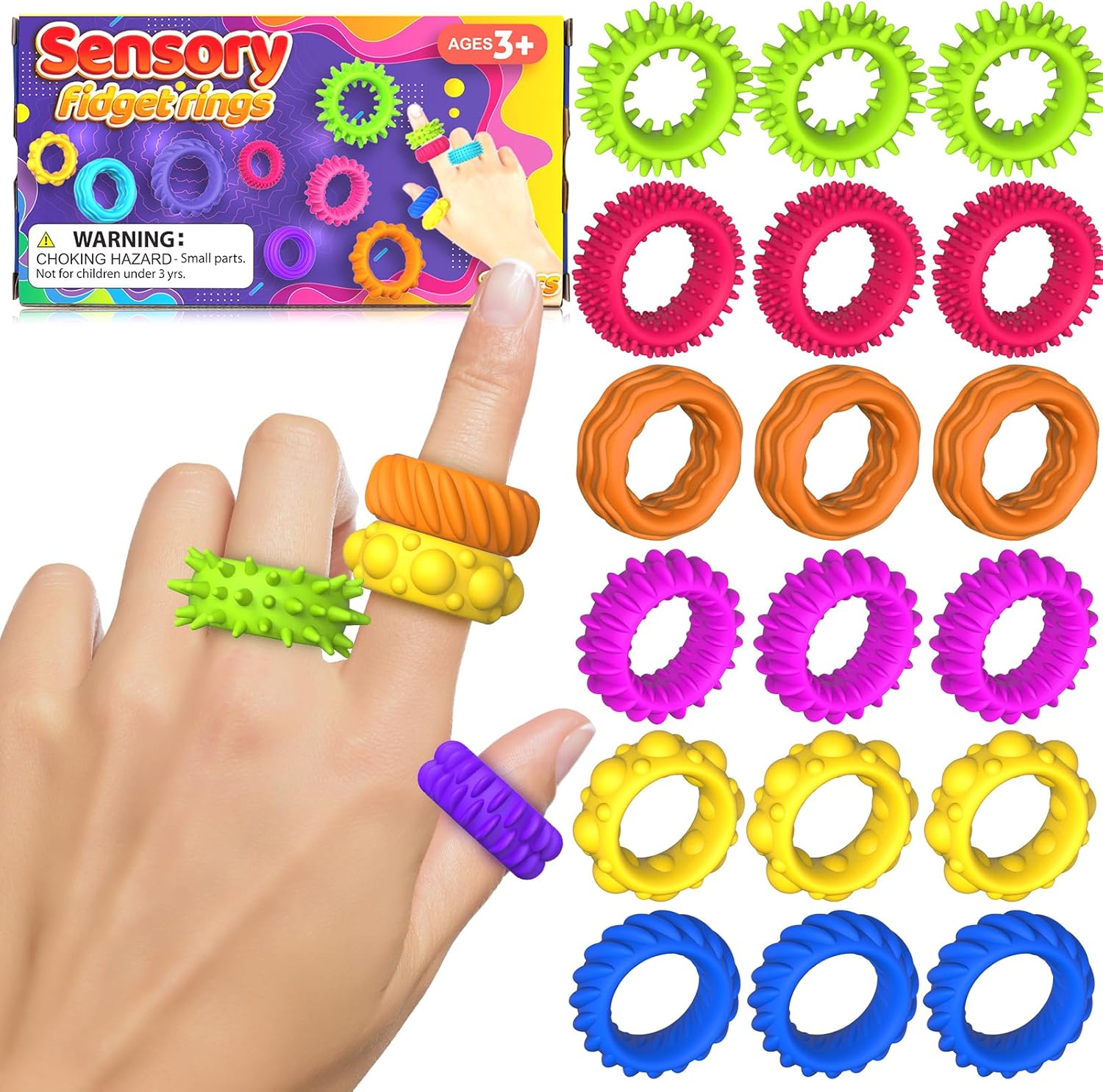 Sensory Rings: Quiet Classroom Fidgets for Kids - 18 Pack – GearMustHave