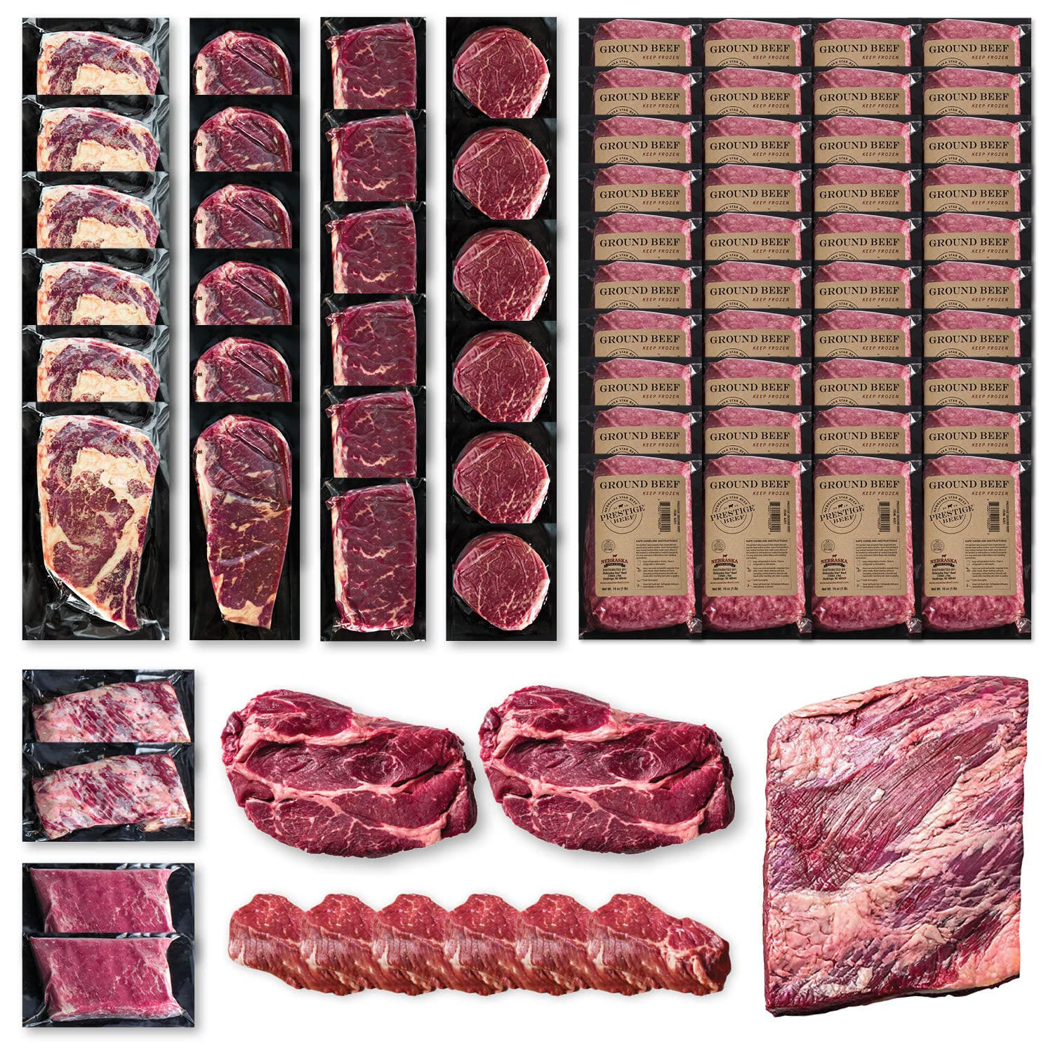 Premium Nebraska Star Beef Variety Pack - Ground Beef, Patties, Steaks ...