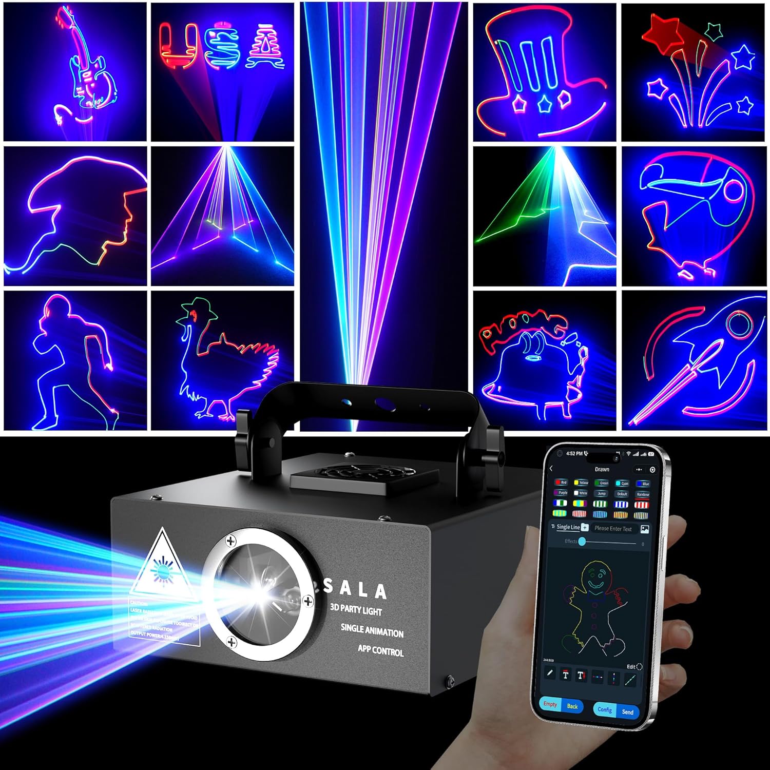 Ultimate App-Controlled 3D Laser Light for Party - Customizable Effect ...