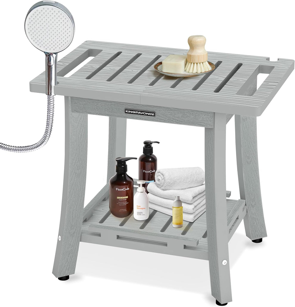 KingPavonini 400LBS Heavy Duty Shower Bench - Comfort & Storage ...