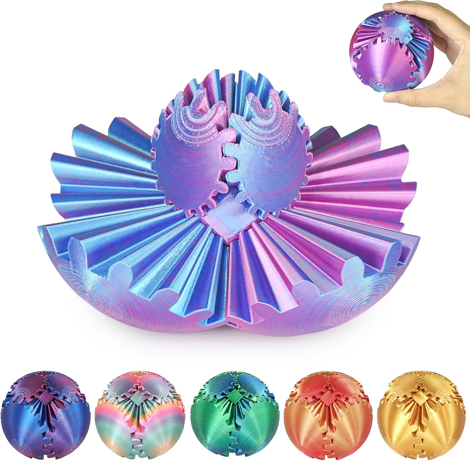 Stress-Relief Gear Fidget Toy, Pink Blue, D:3.15 – GearMustHave