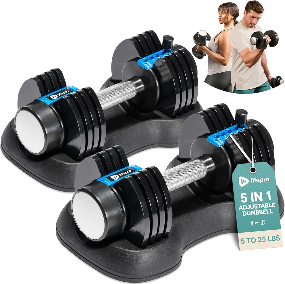 LifePro Quick Adjust Dumbbell Set - Secure Grip, Compact Hand Weights ...