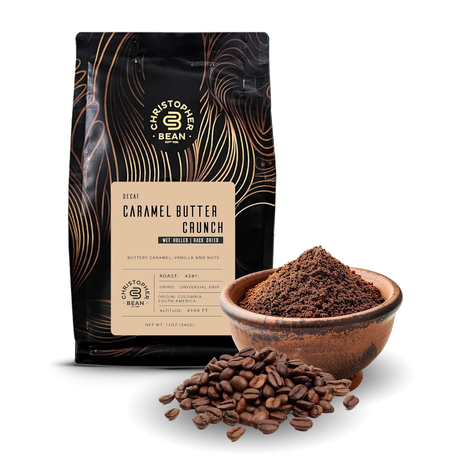 Decaf Caramel Butter Crunch Coffee - No Sugar | 100% Arabica | 12oz ...