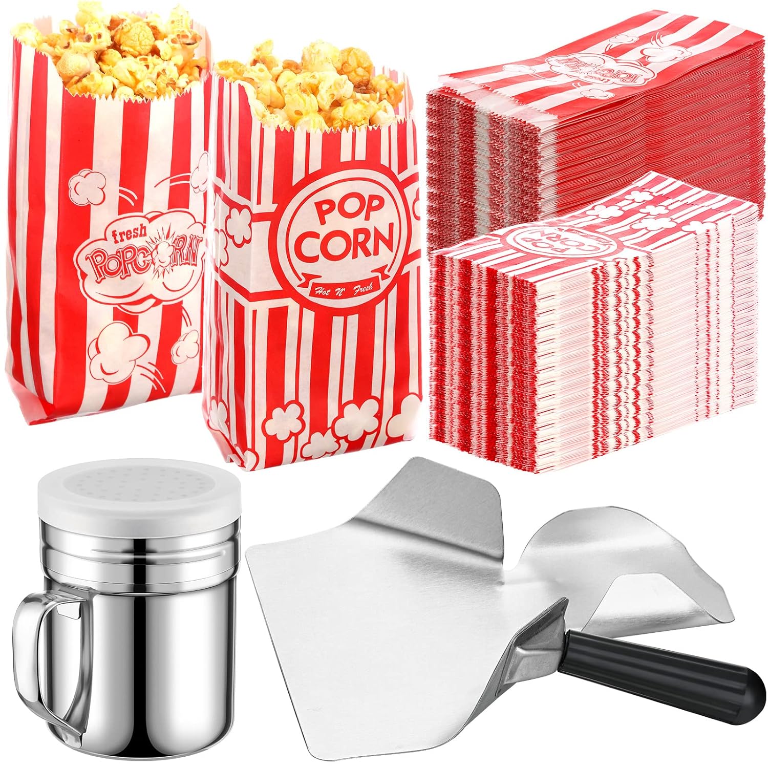 Complete Popcorn Set: Stainless Steel Scoop & Shaker – GearMustHave
