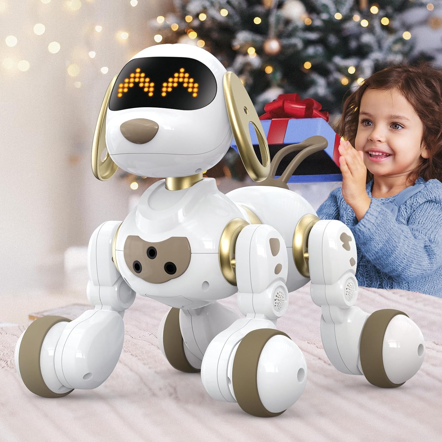 Interactive Dancing Robot Dog Toy for Kids, LED Eyes, Rechargeable - I ...